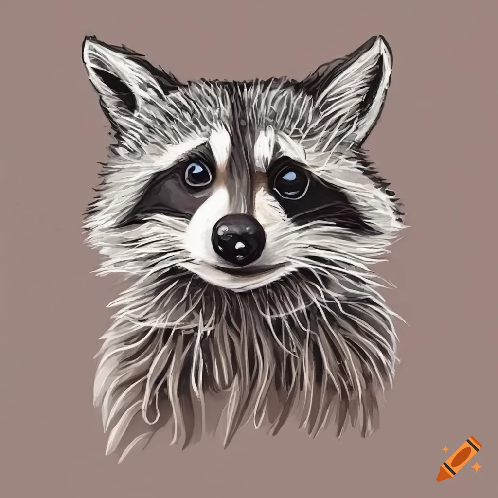 Raccoon in a canvas painting on Craiyon