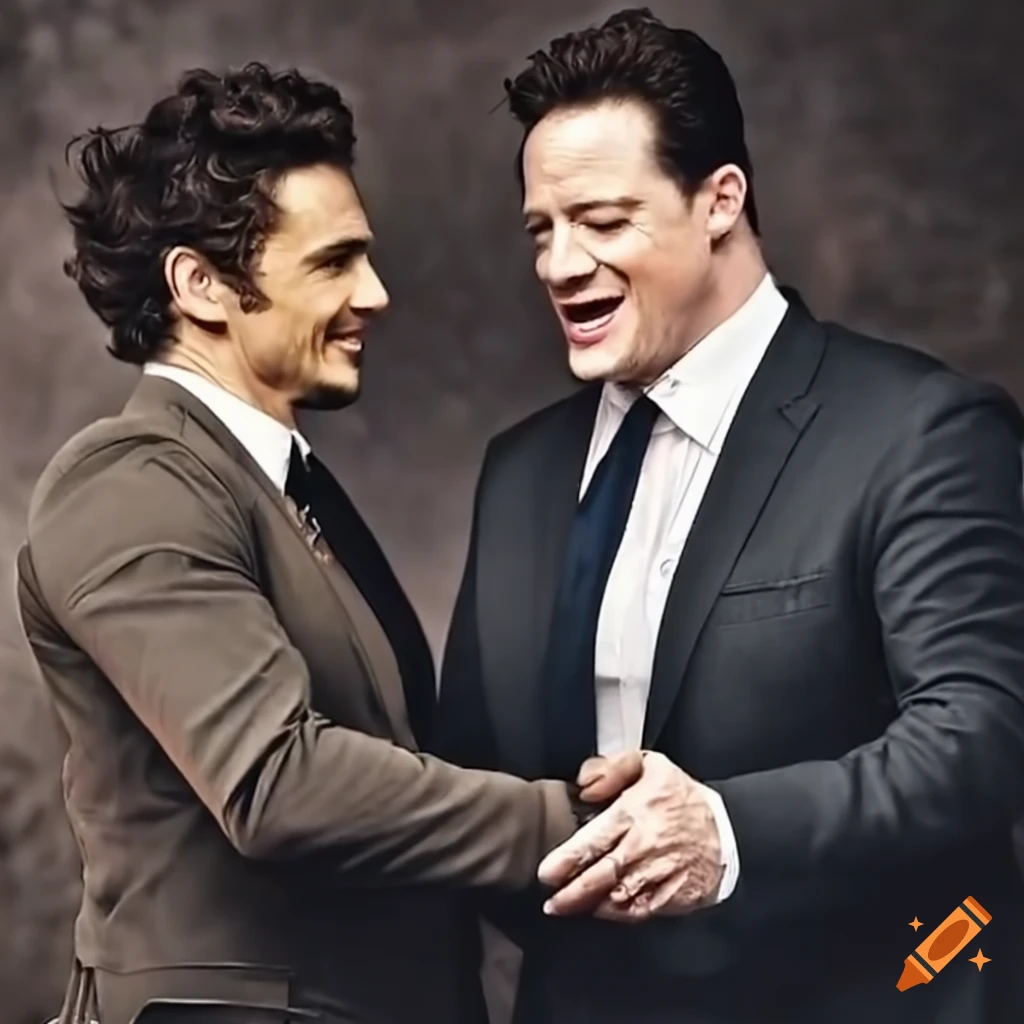 James Franco and Brendan Fraser shaking hands on Craiyon
