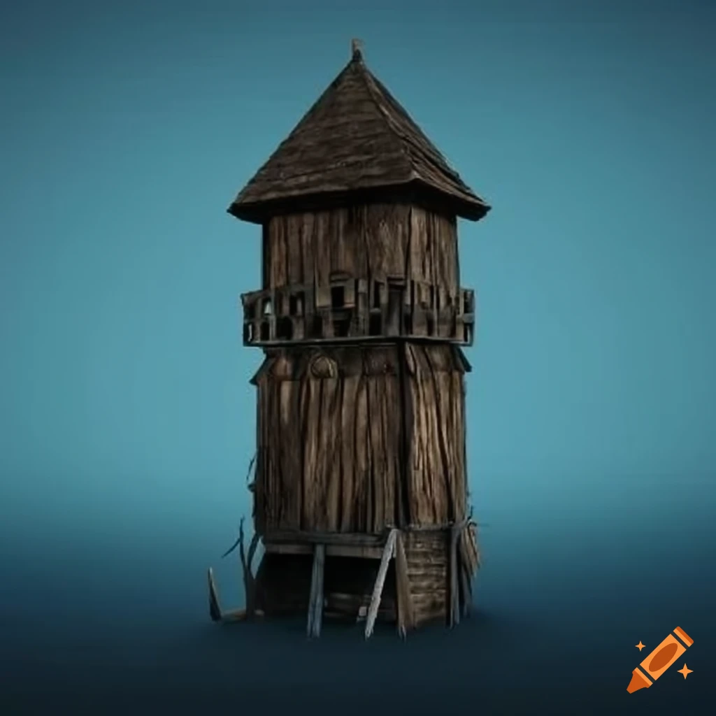 Medieval wooden tower on Craiyon