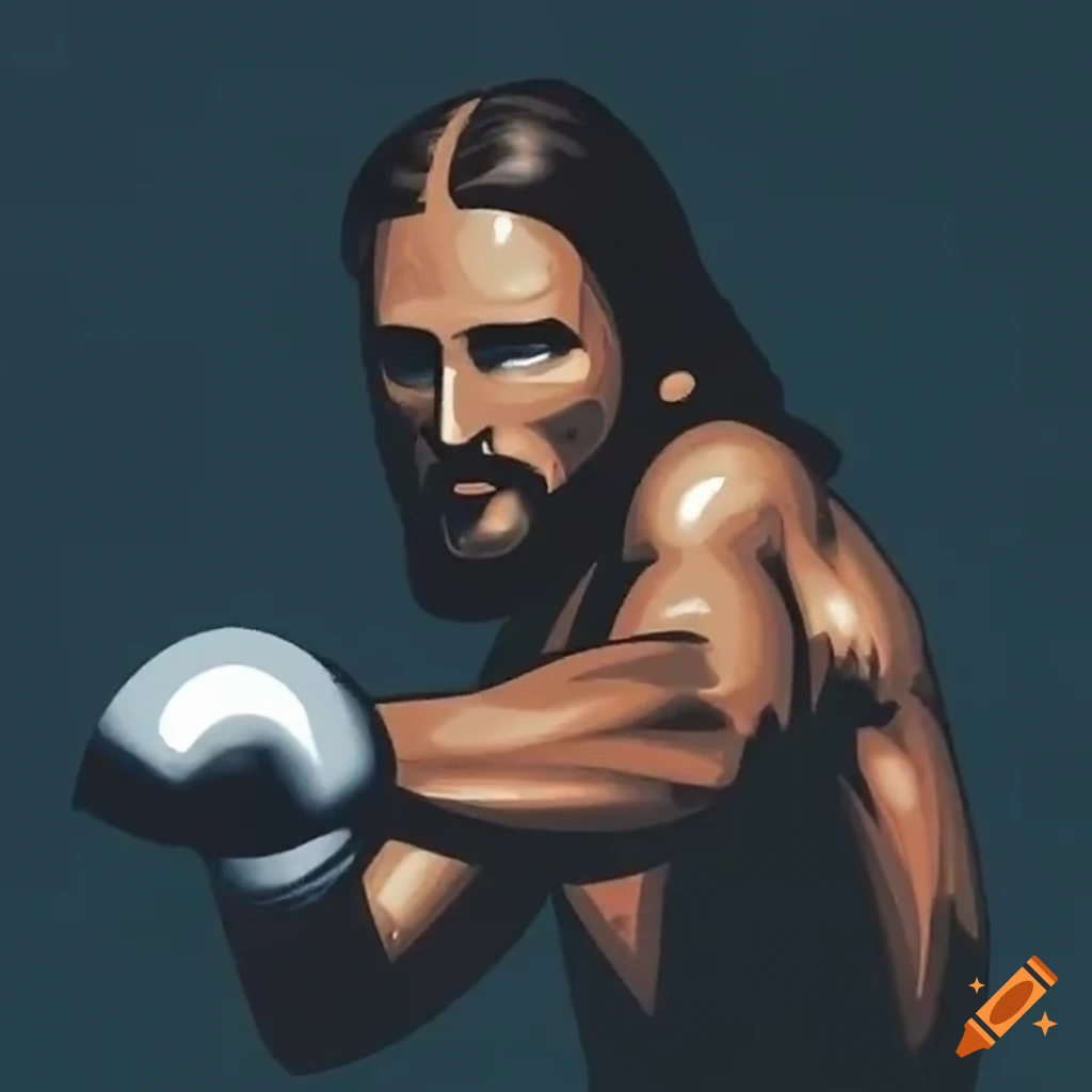 Jesus boxing workout on Craiyon