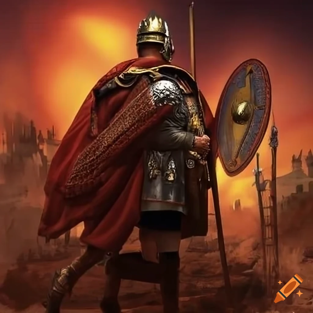 Roman empire army in the field on Craiyon