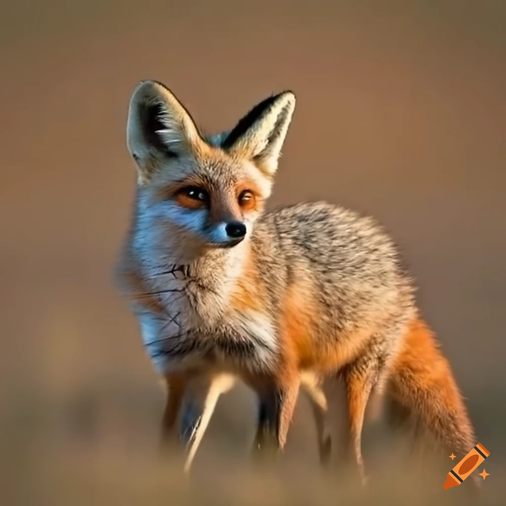 Captivating Corsac fox in a vibrant steppe landscape on Craiyon