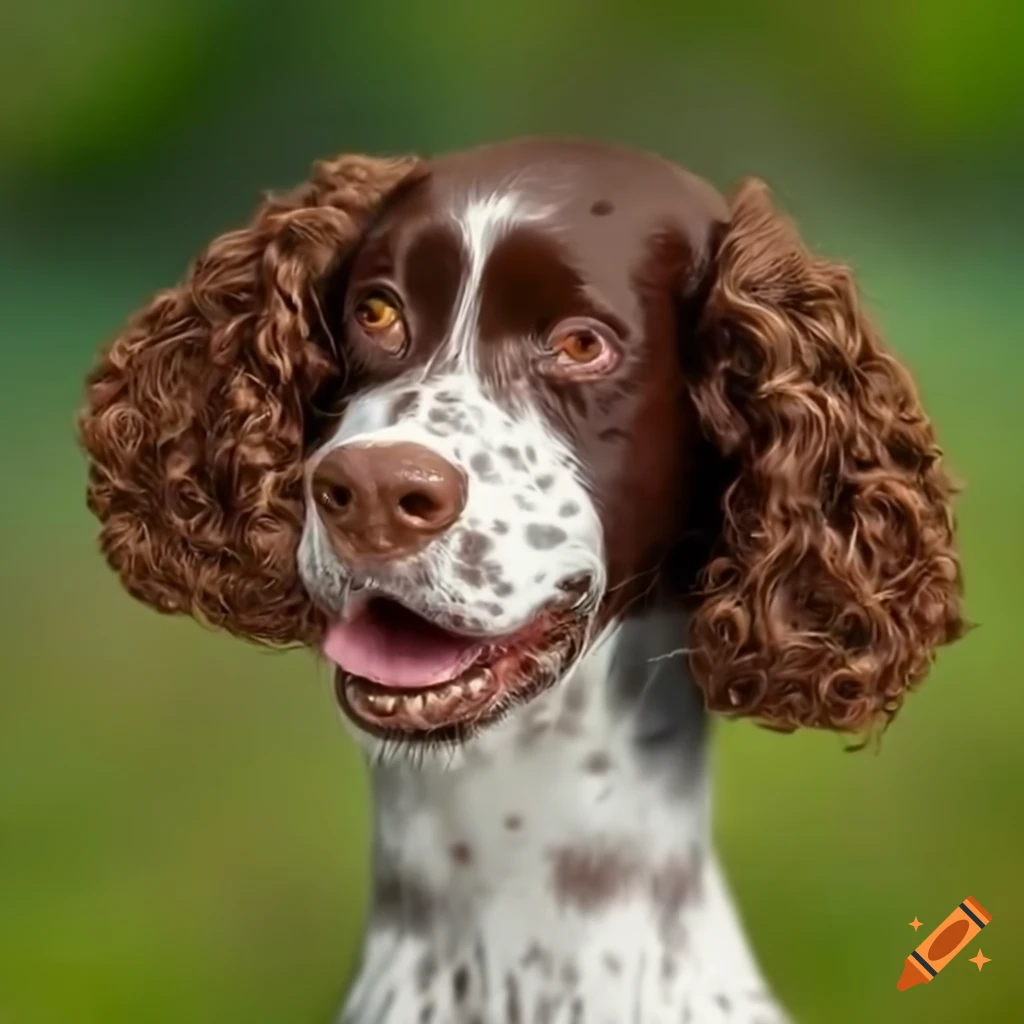 Hyper realistic claymation of a springer spaniel playing in a lush open ...