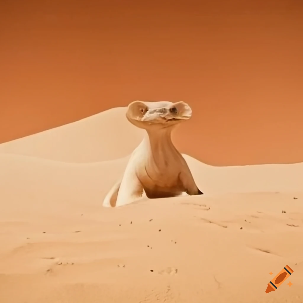 Bird resembling the Sphinx in a desert setting with sand on Craiyon