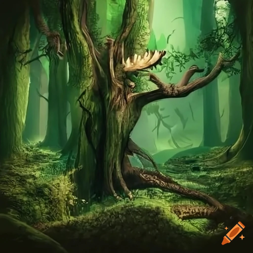 Forest with mythical creatures on Craiyon