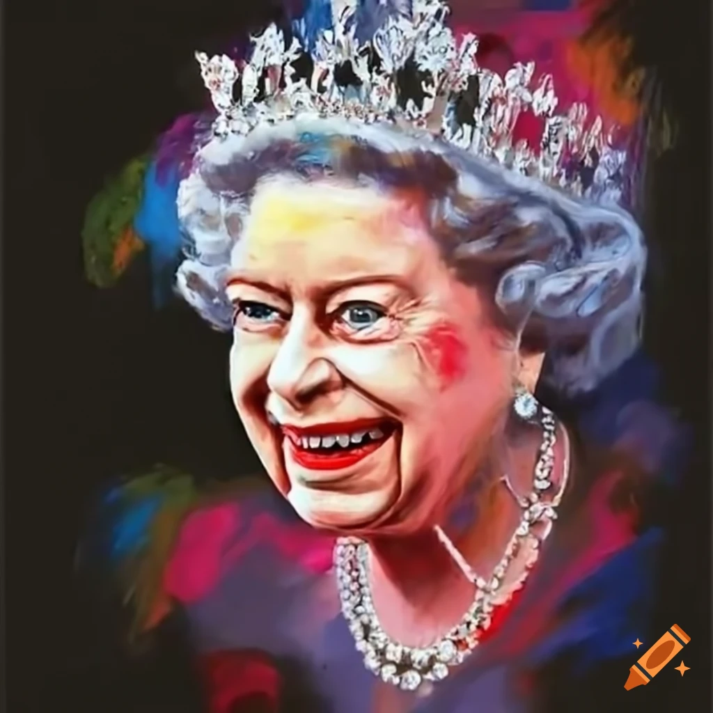 Humorous sketch of disapproving queen elizabeth ii on Craiyon