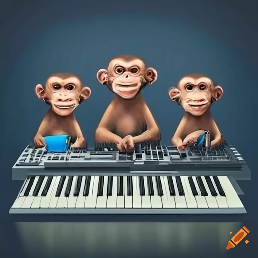 Scientists monkeys making electronic music in a laboratory on Craiyon