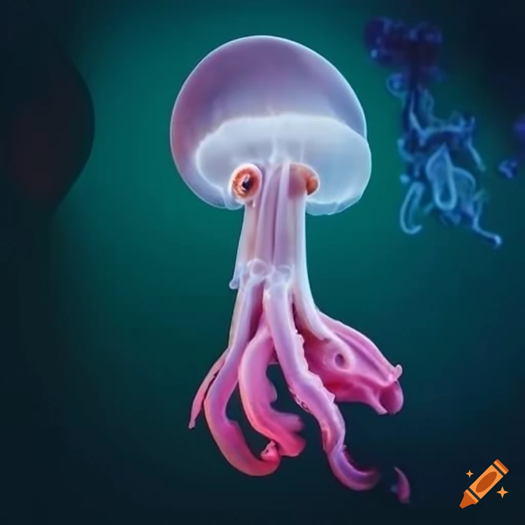 Jellyfish and squid hybrid creature on Craiyon