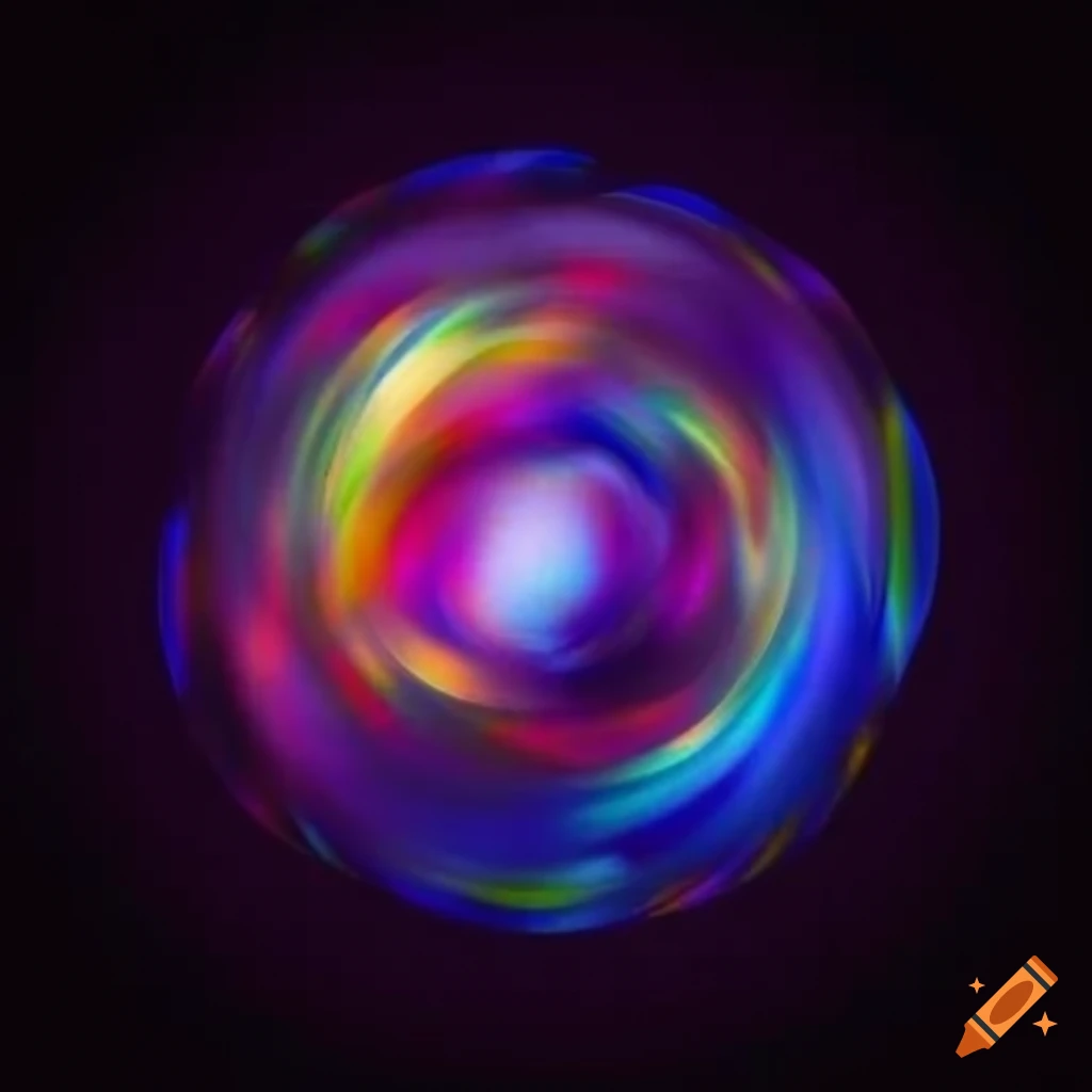 Multicolor prism orb on a deep black background on Craiyon