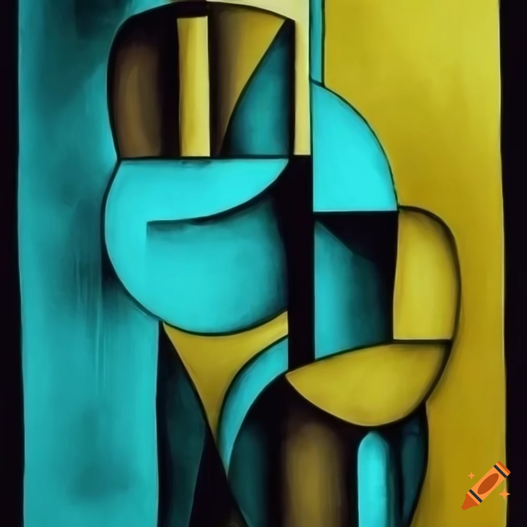 Surrealistic cubist black and white doodles with fuchsia, yellow, and ...