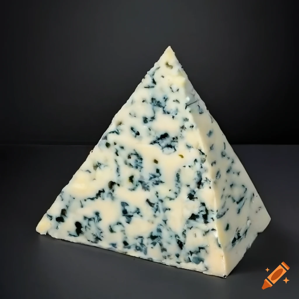 Blue cheese pyramid packaging on Craiyon