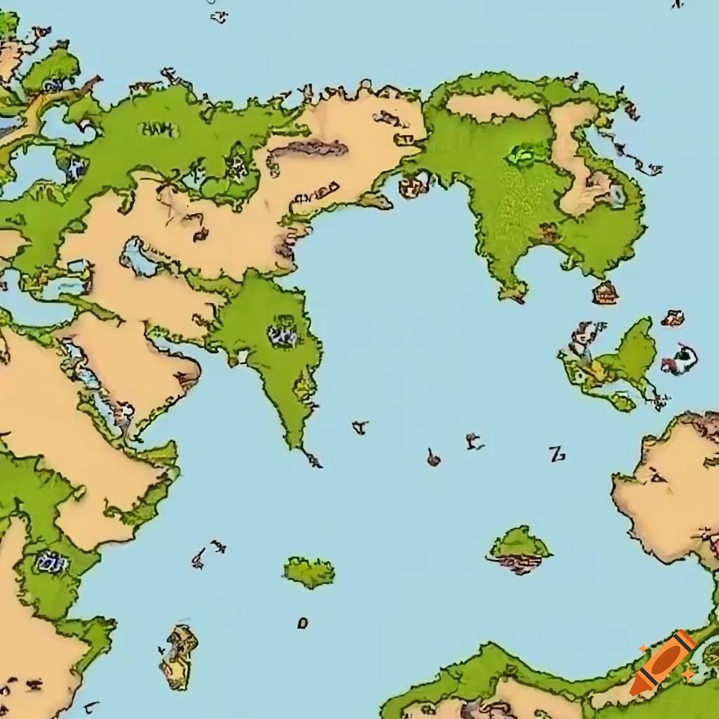 Fantasy continent map on Craiyon