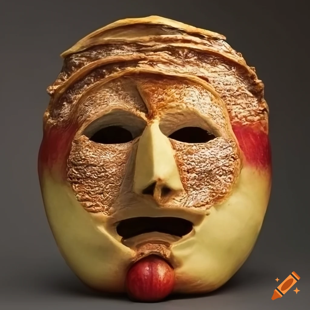 Complex apple strudel mask inspired by max ernst on Craiyon