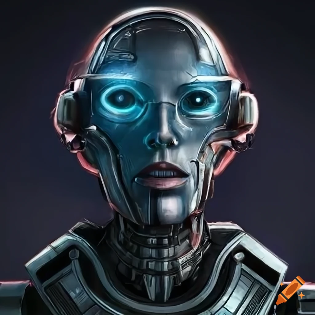 Photo-realistic starship robot captain on Craiyon