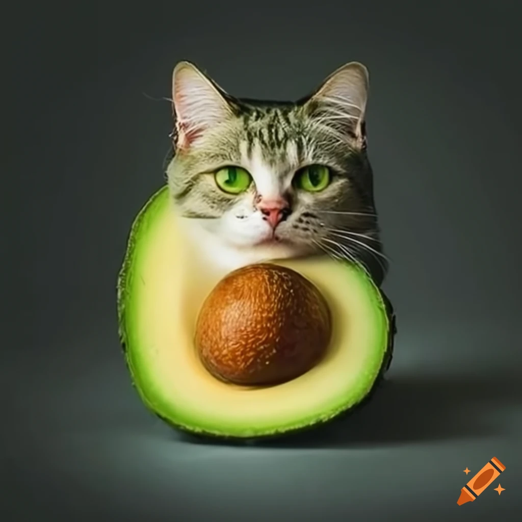 Cat resembling an avocado on Craiyon