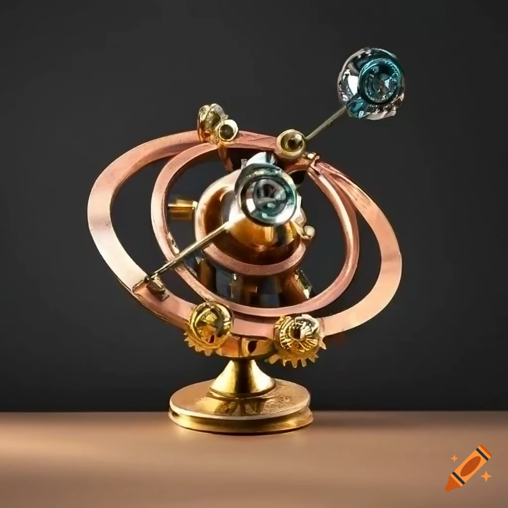 Intricate science fiction artifact with brass, copper, gyroscope, gears ...