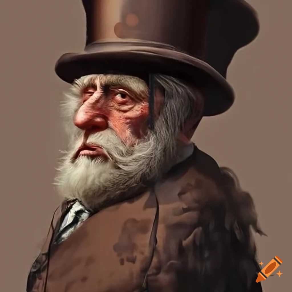 Victorian era man in top hat and long coat on Craiyon