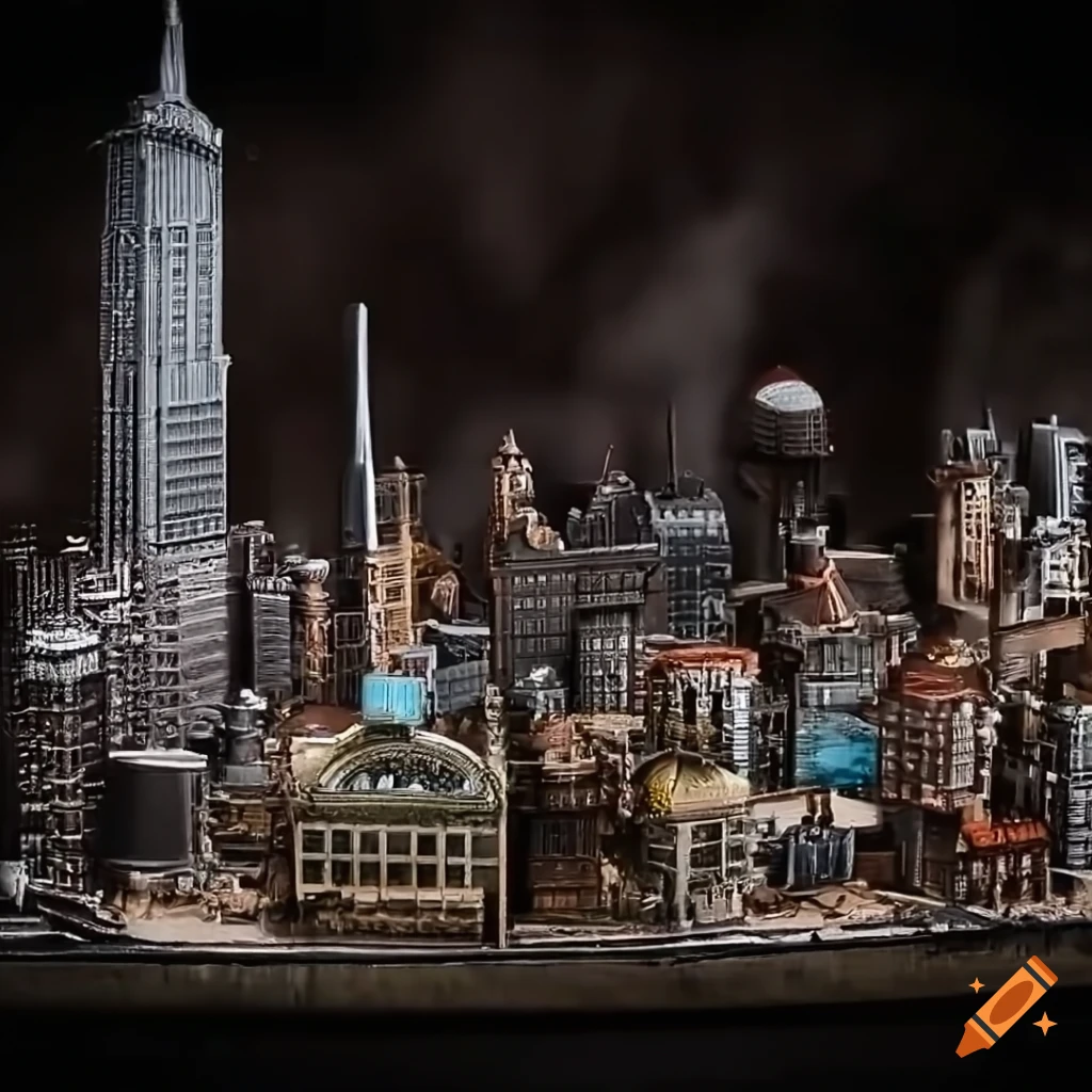 Stunning steampunk city scale model in high resolution 4k on Craiyon
