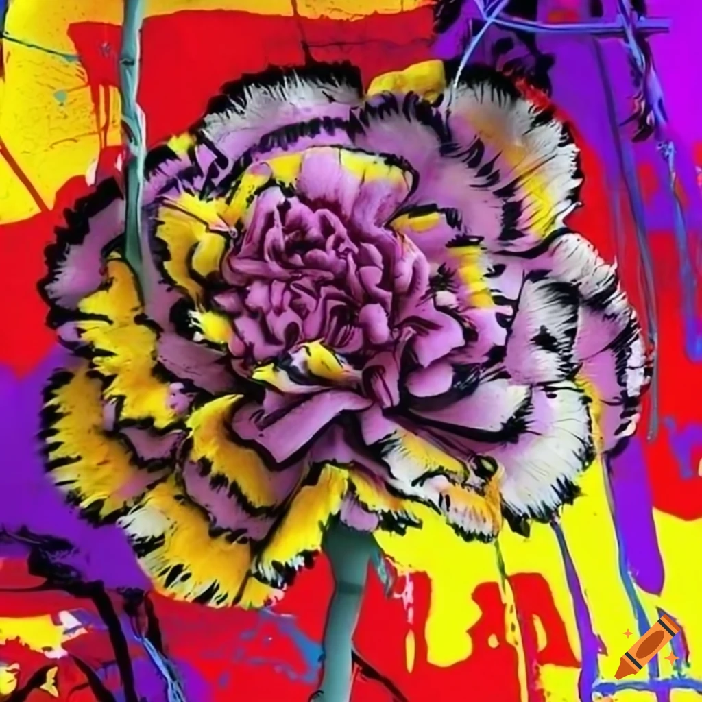 Abstract graffiti doodle of a carnation on off-abstract texture with ...