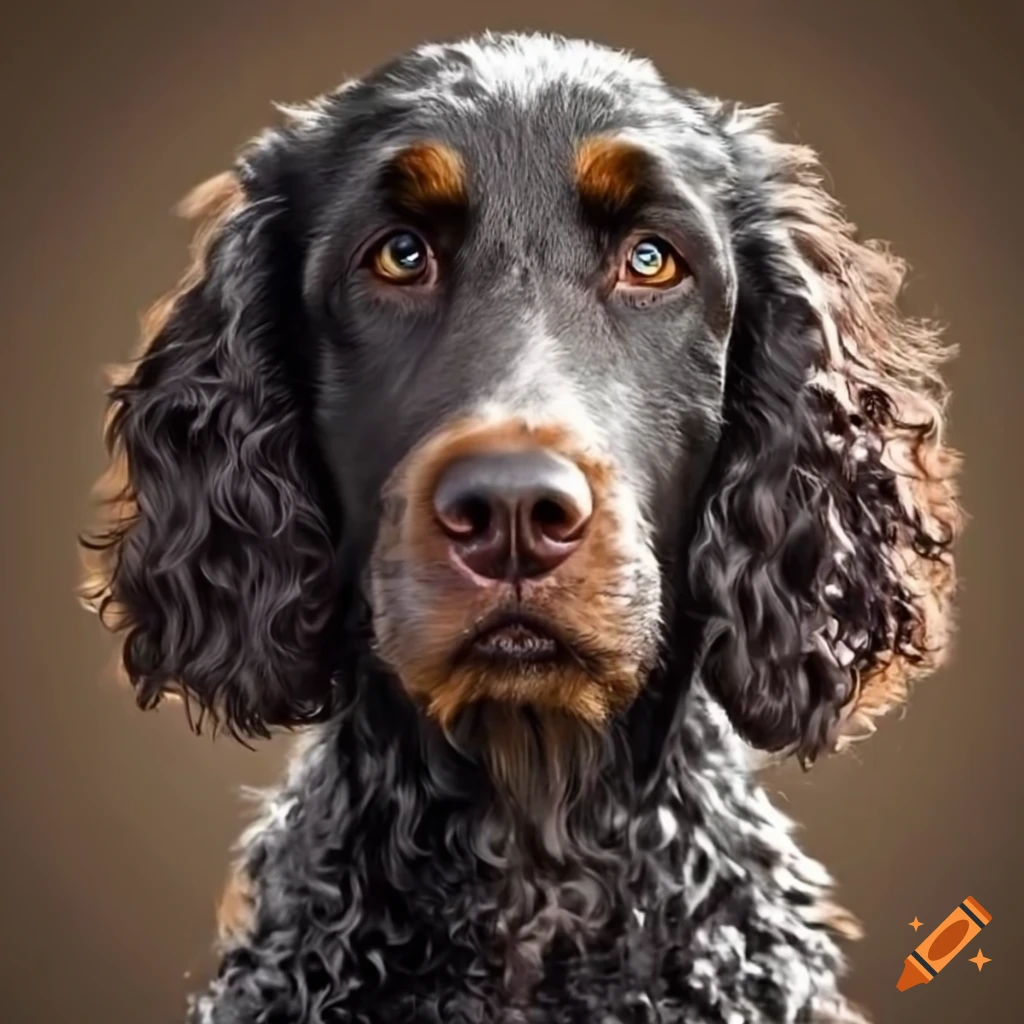 Curly-coated retriever mixed with English setter on Craiyon