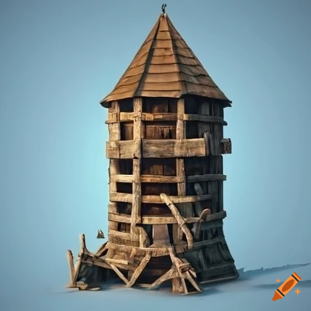 Medieval wooden tower on Craiyon
