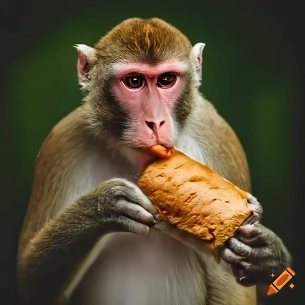Monkey enjoying a subway sub snack on Craiyon