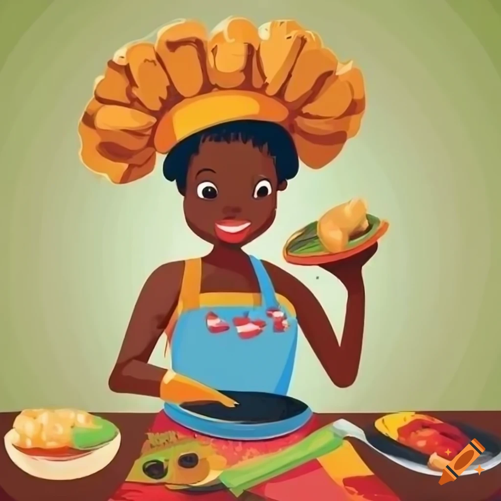 African people cooking illustration on Craiyon
