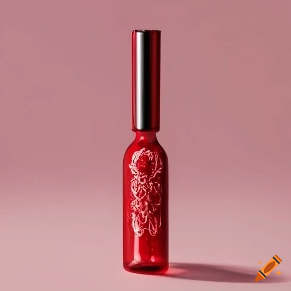 Thick and long red mascara bottle with flower design on Craiyon