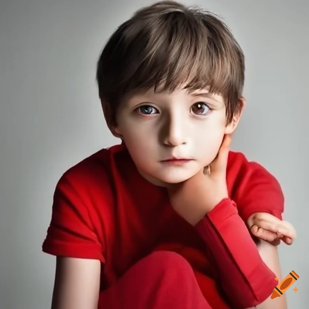 Child wearing a red t-shirt on Craiyon