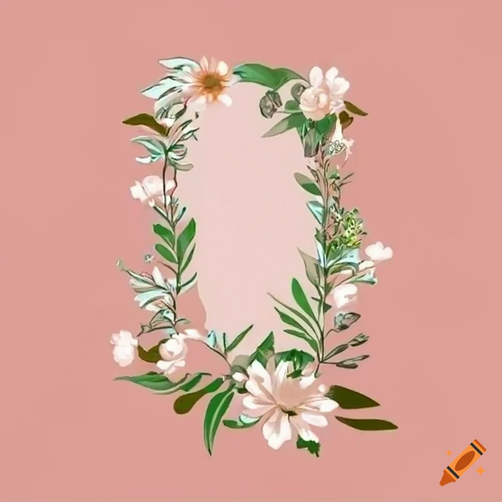 Single line floral border design for spring birthday invite on Craiyon