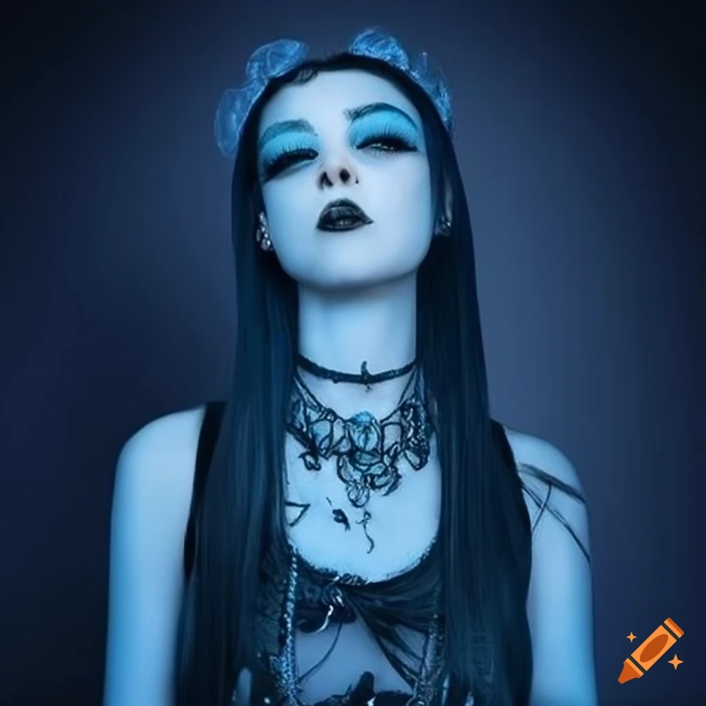 Goth girl with light blue accents on Craiyon