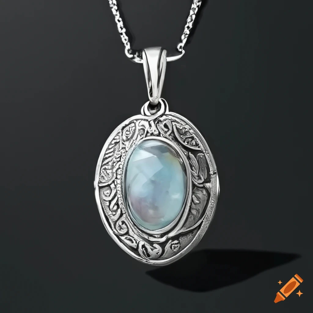 Shimmering silver locket with intricate engravings on Craiyon