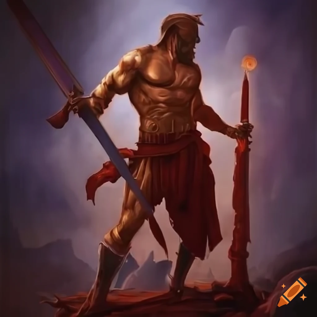 Hephaestus forging a sword on Craiyon