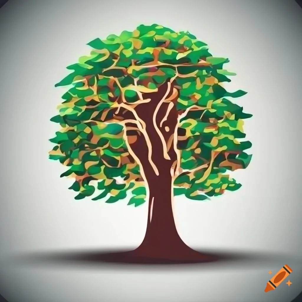 Artistic simple tree design on white background on Craiyon