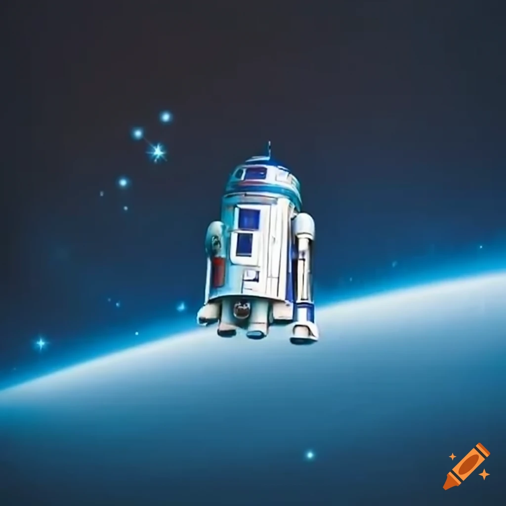 R2-d2 floating in space on Craiyon