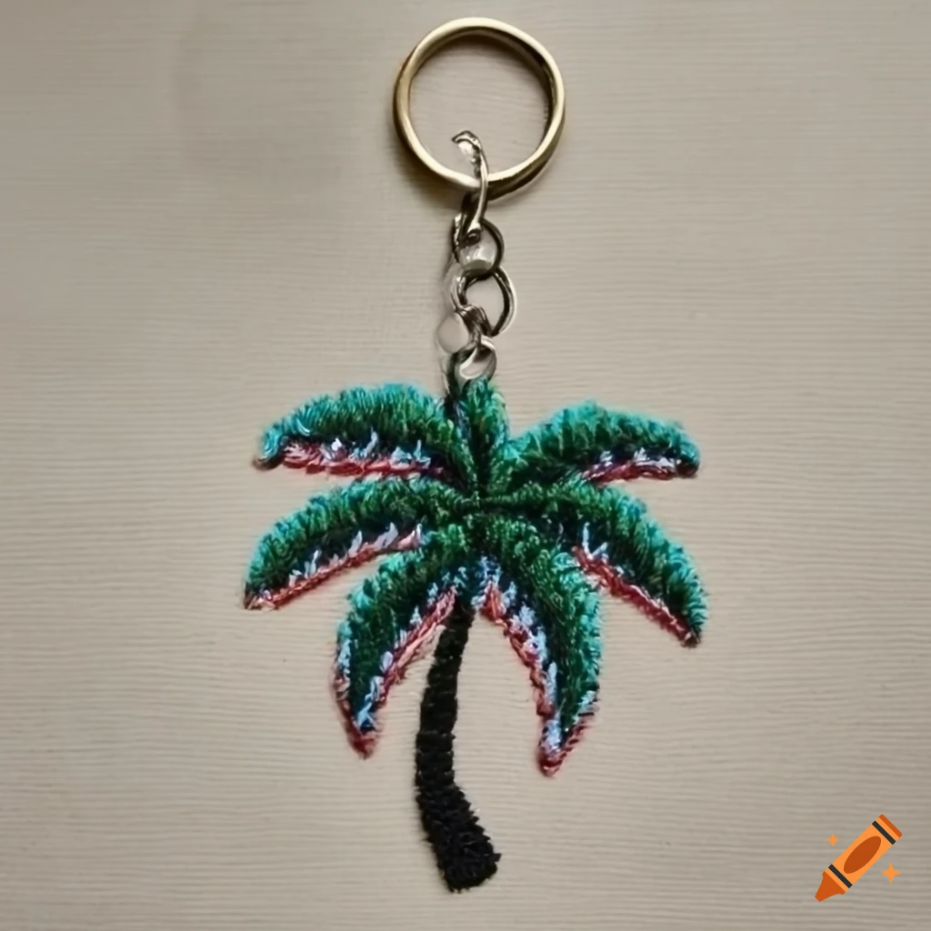 Embroidered palm tree keychain on Craiyon