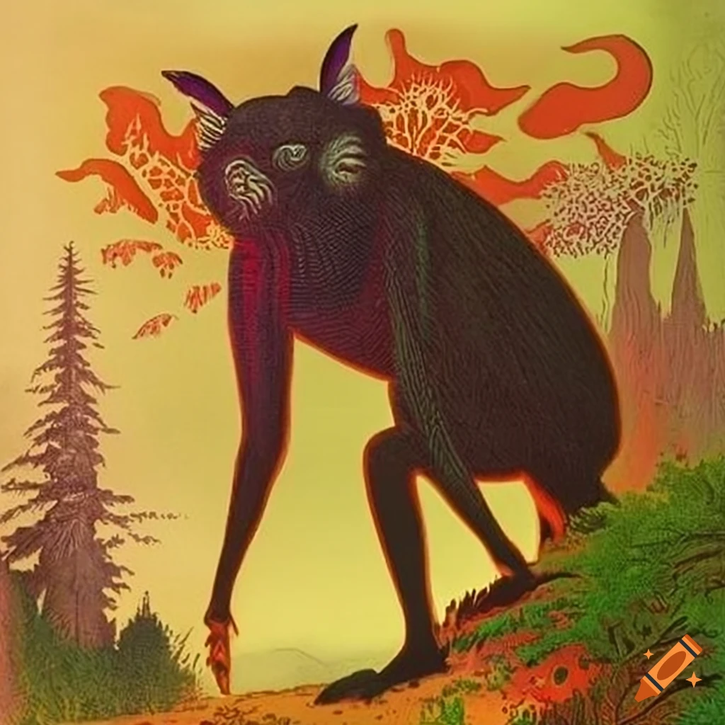 Native salish motifs with fantasy creatures and spirit masks in jacek ...