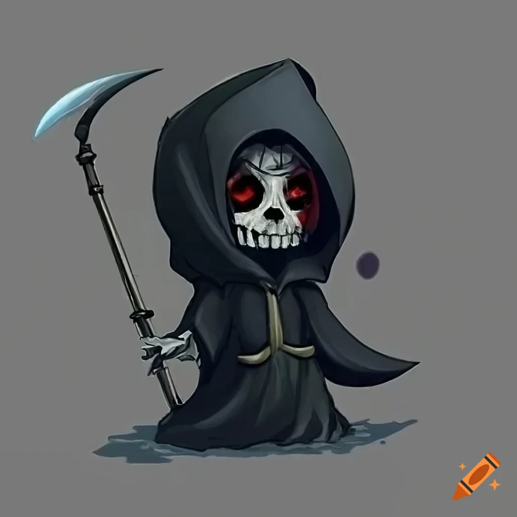 Dark detailed grim reaper chibi character on Craiyon