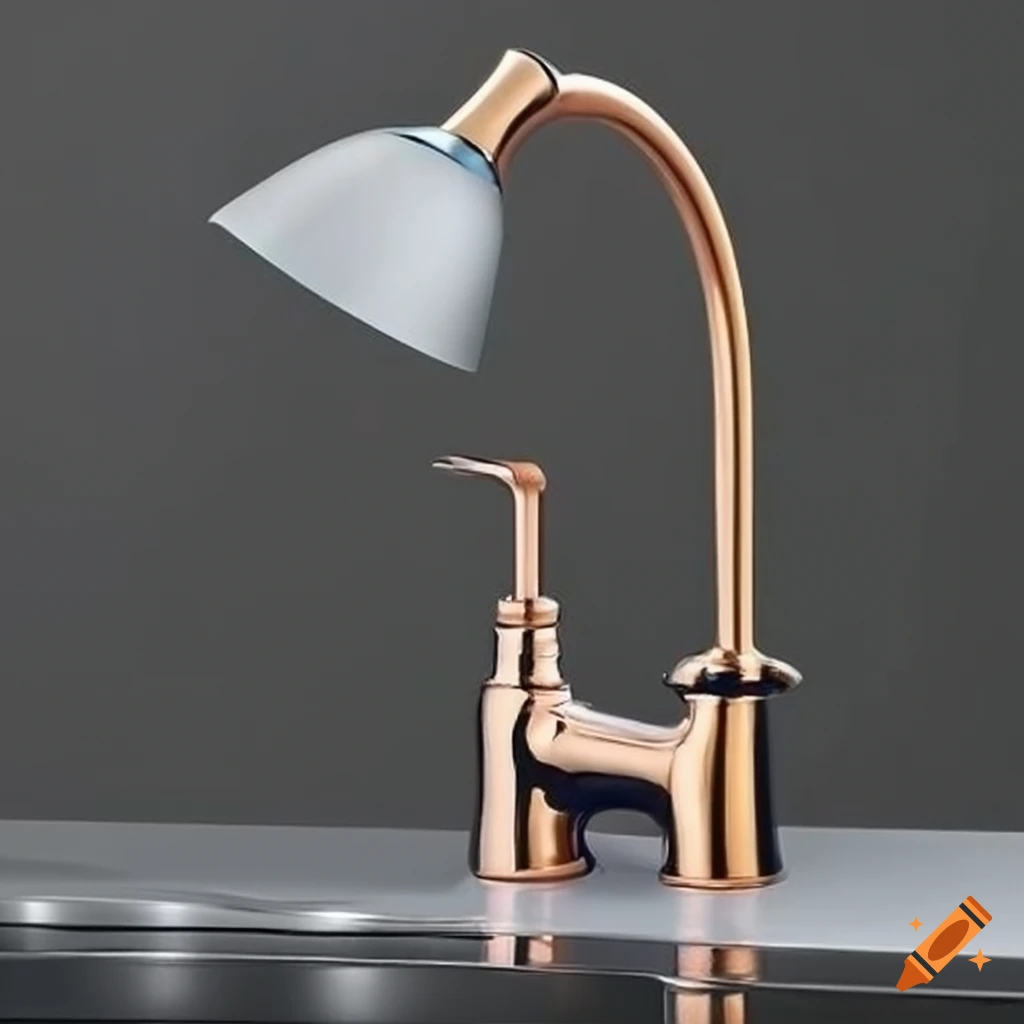 Kitchen faucet with desk lamp-shaped spout on Craiyon