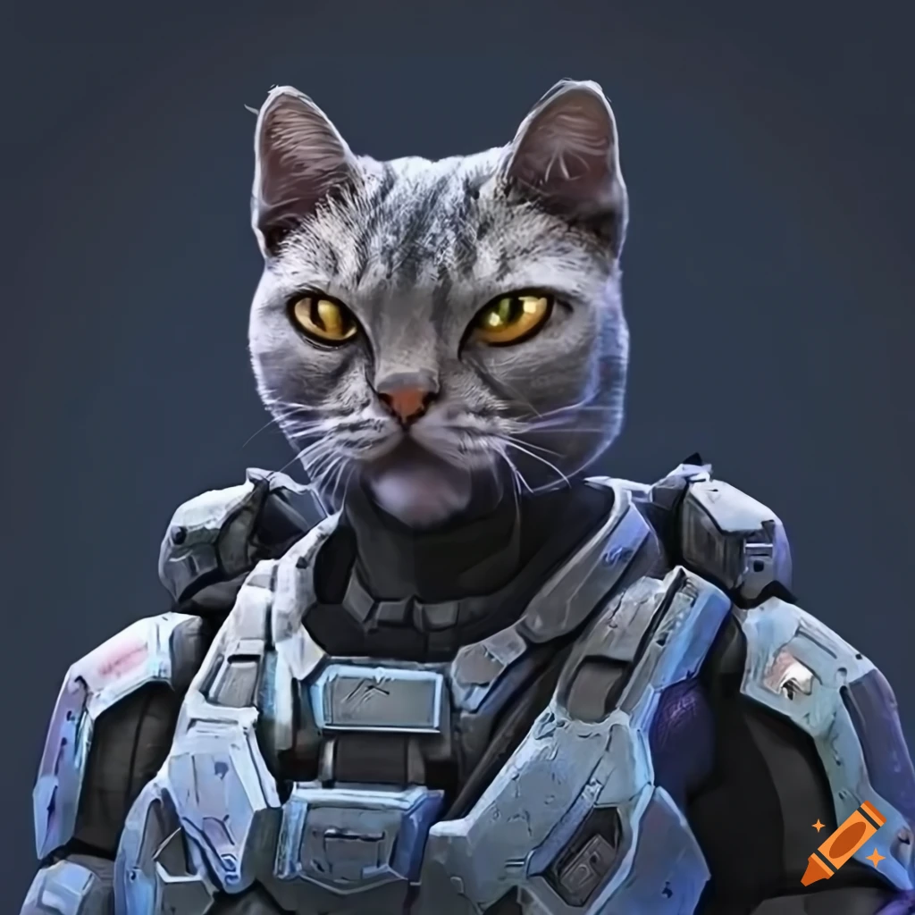 Cat in halo armor on Craiyon