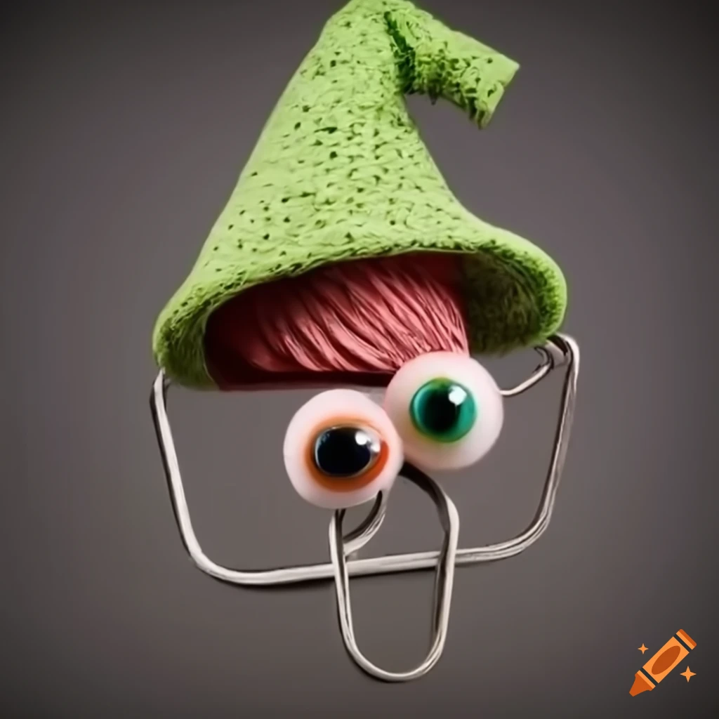 Funny paperclip with eyeballs and a silly hat on Craiyon