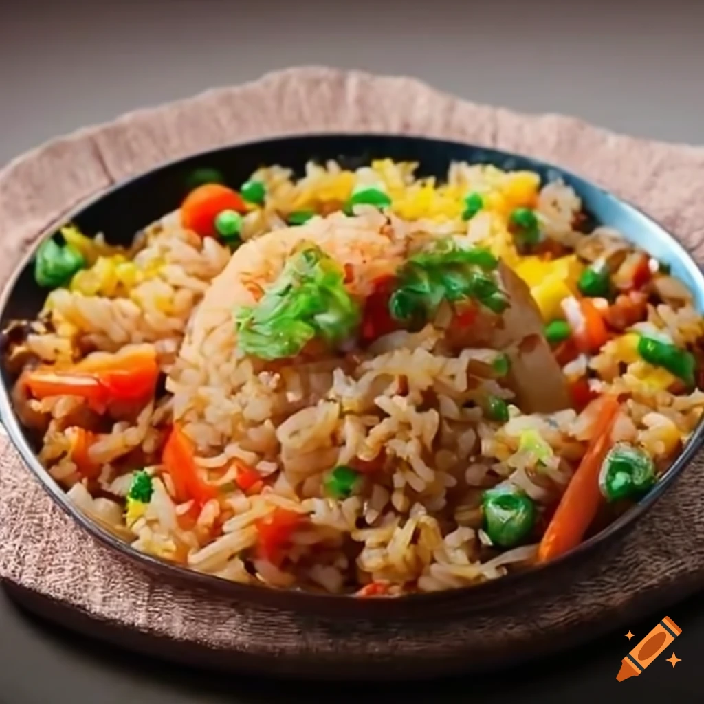 Vegetable fried rice dish on Craiyon