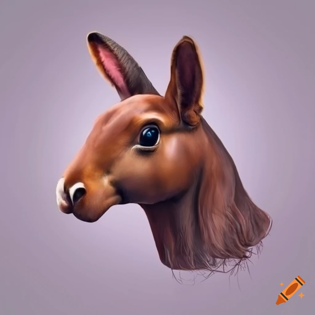 Hybrid creature with a horse head and rabbit body on Craiyon