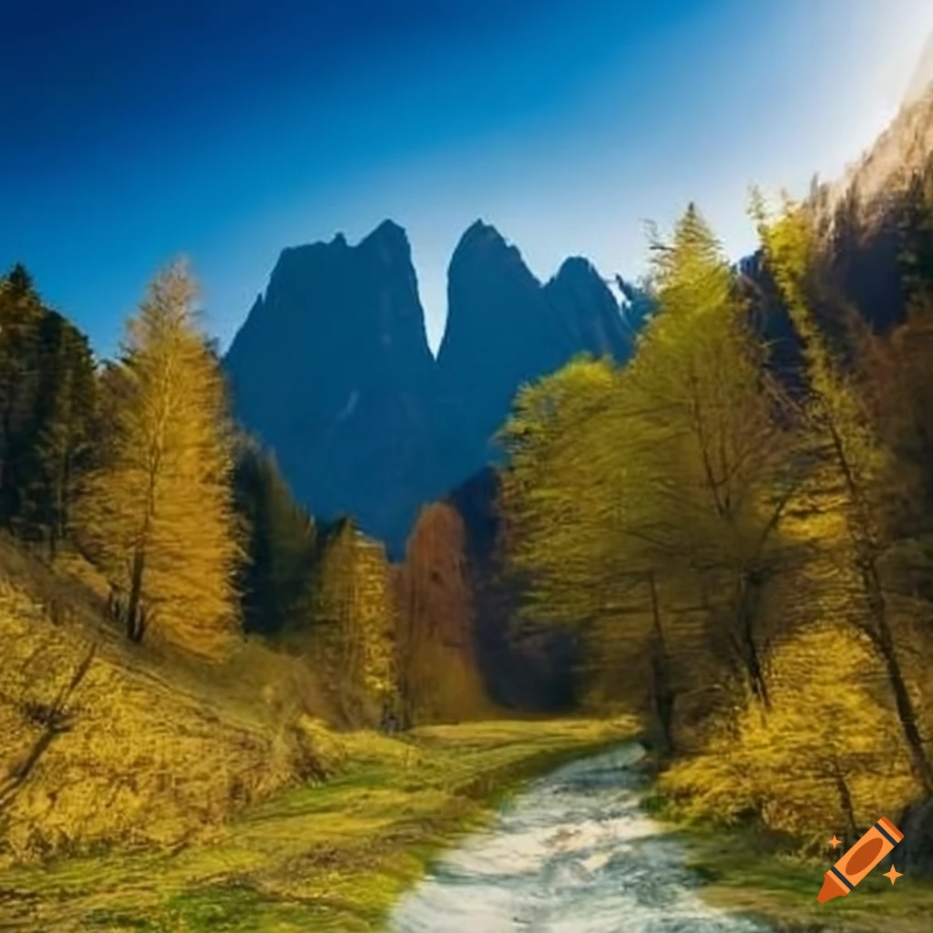 Old pathway in the mountains on Craiyon