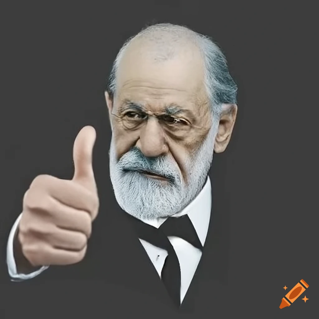 Sigmund freud giving a thumbs up gesture on Craiyon
