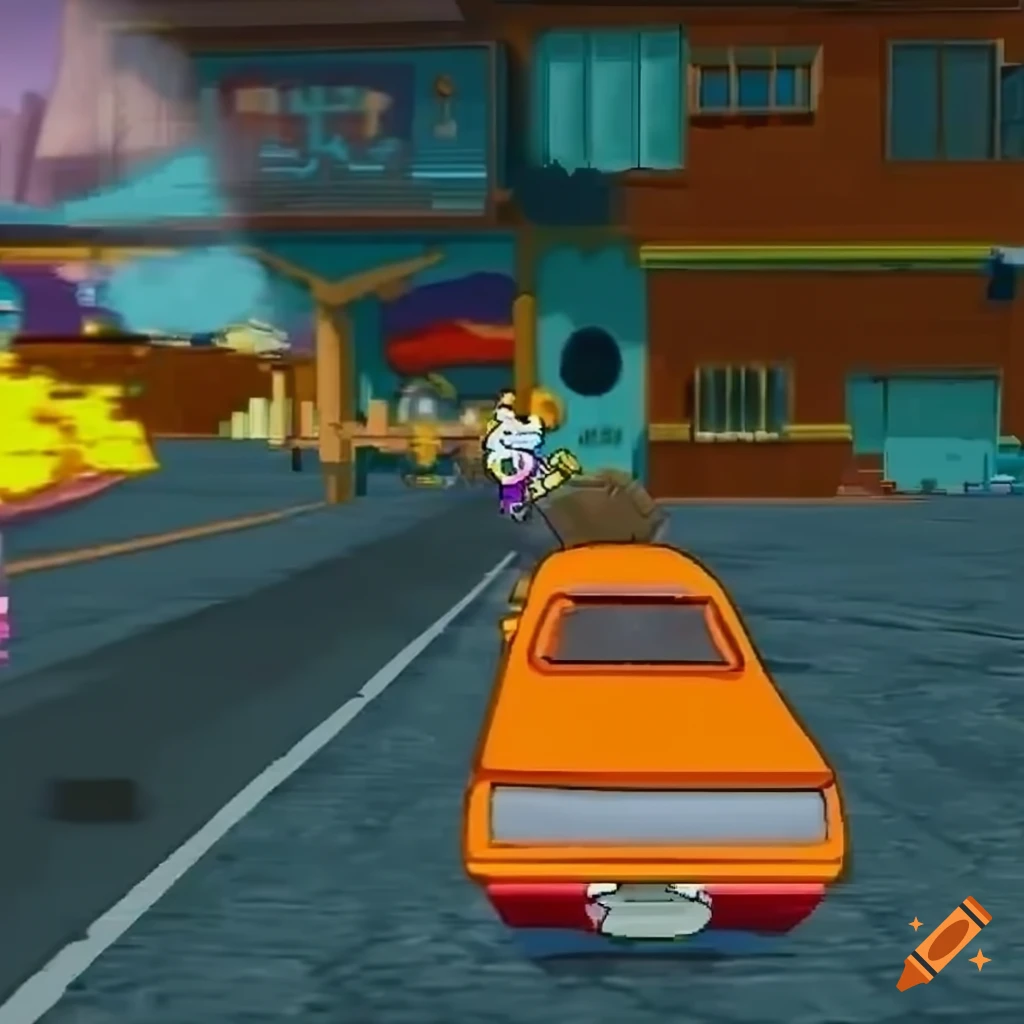 Screenshot of next-gen video game resembling The Simpsons Hit And Run 2 ...