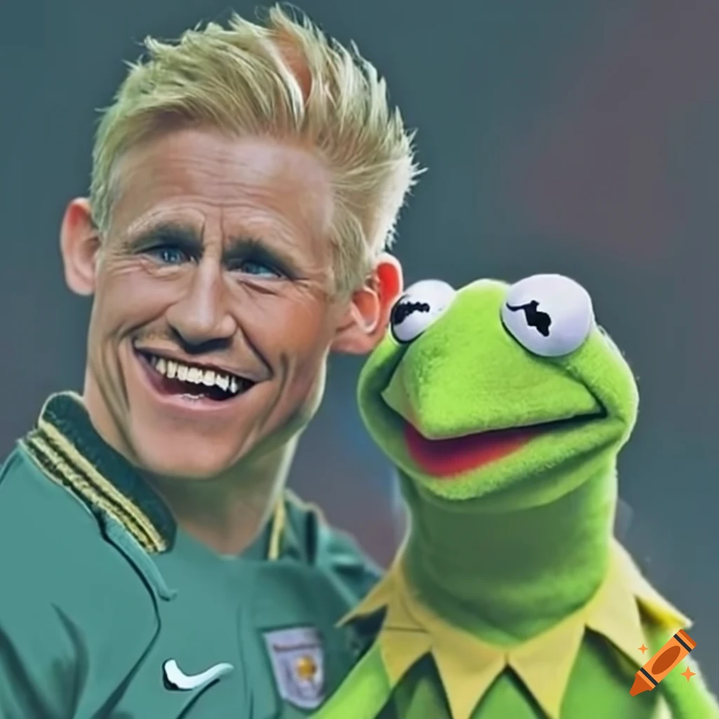 Kermit and peter schmeichel on Craiyon