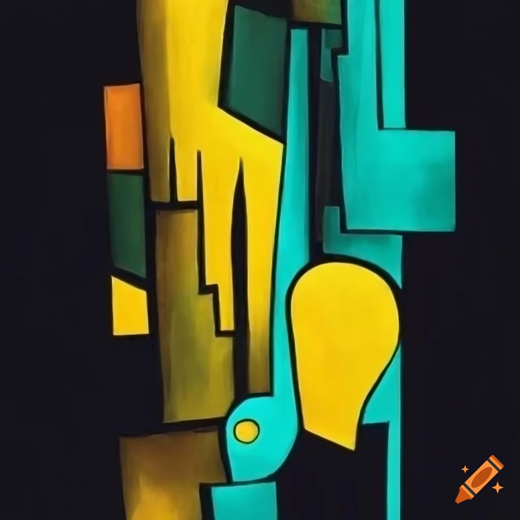 Surrealistic cubist black and white doodles with fuchsia, yellow, and ...