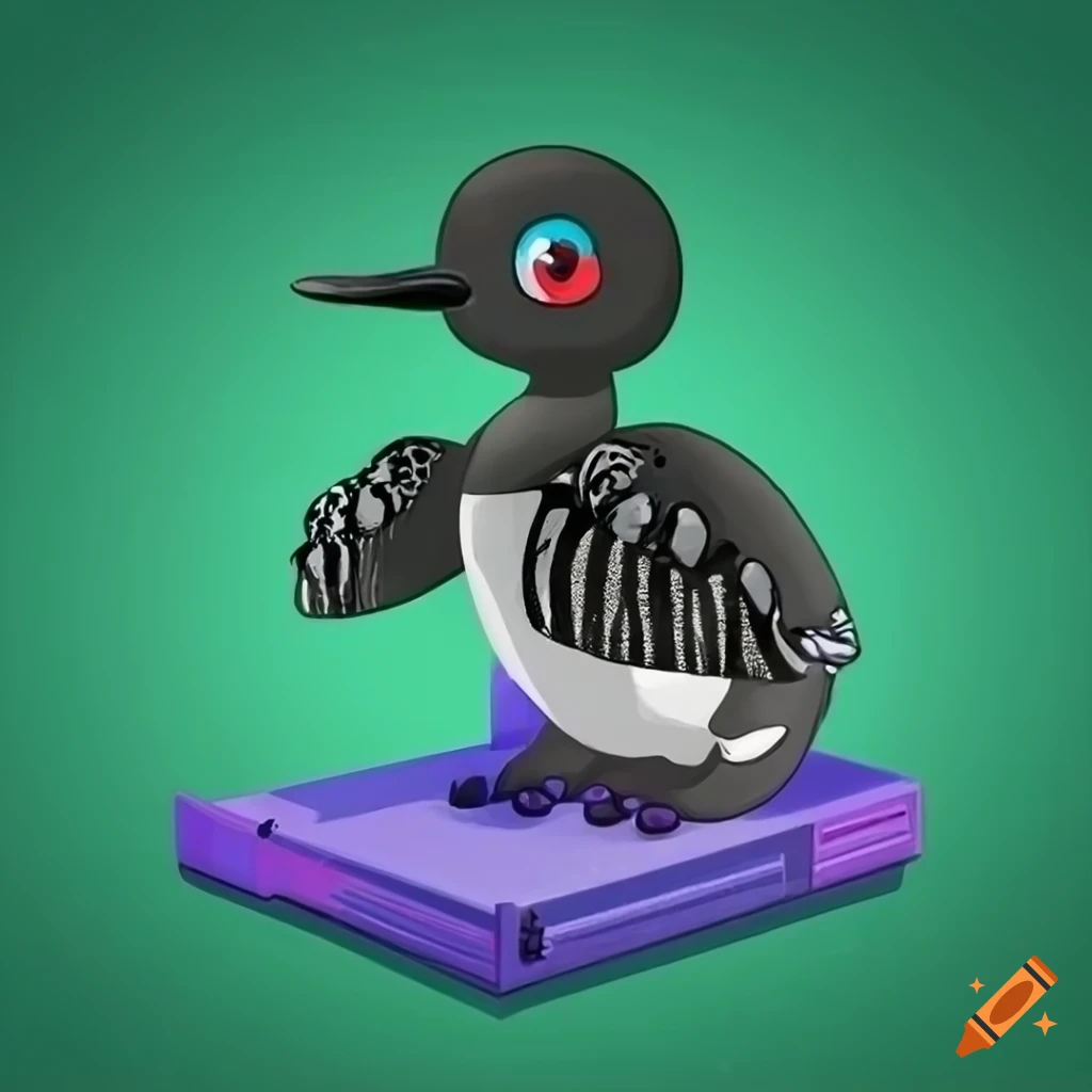 Cute black loon character with nintendo switch game boxes on Craiyon
