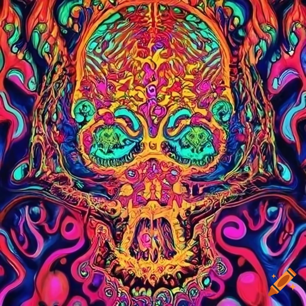 Variant psychedelic trance poster with neural network retro alien ...